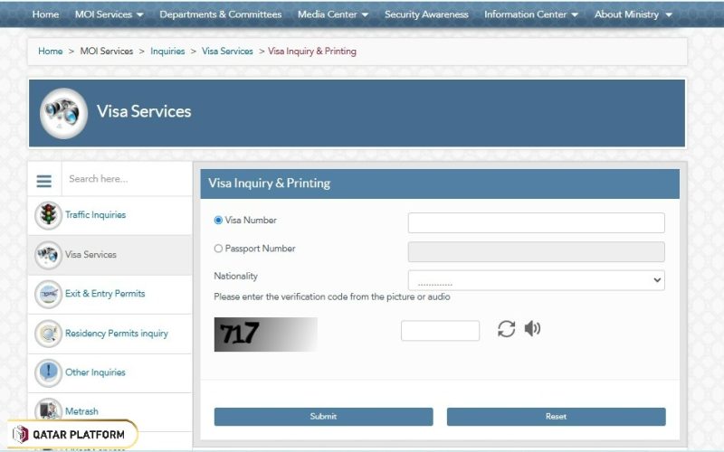 Moi Qatar Visa Printing