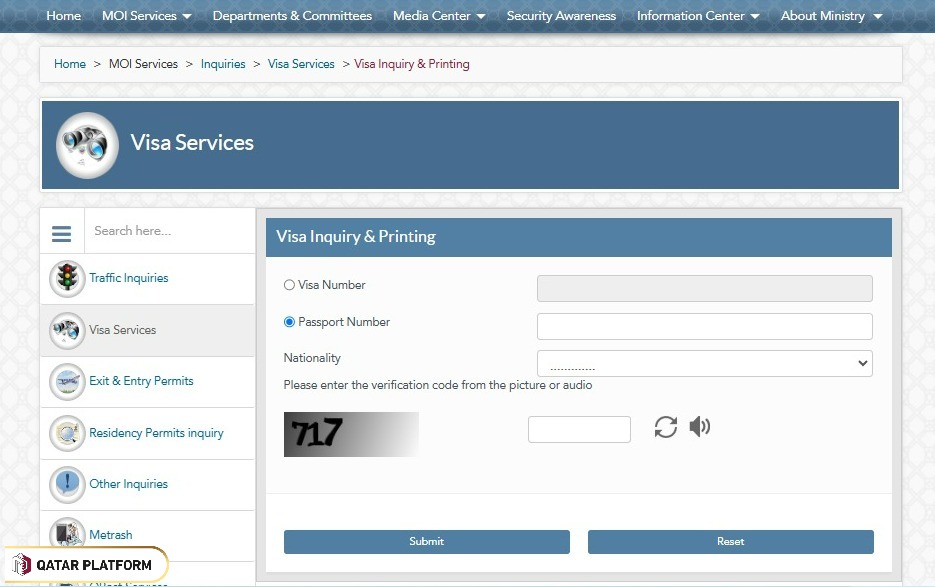 Moi Qatar Visa Printing